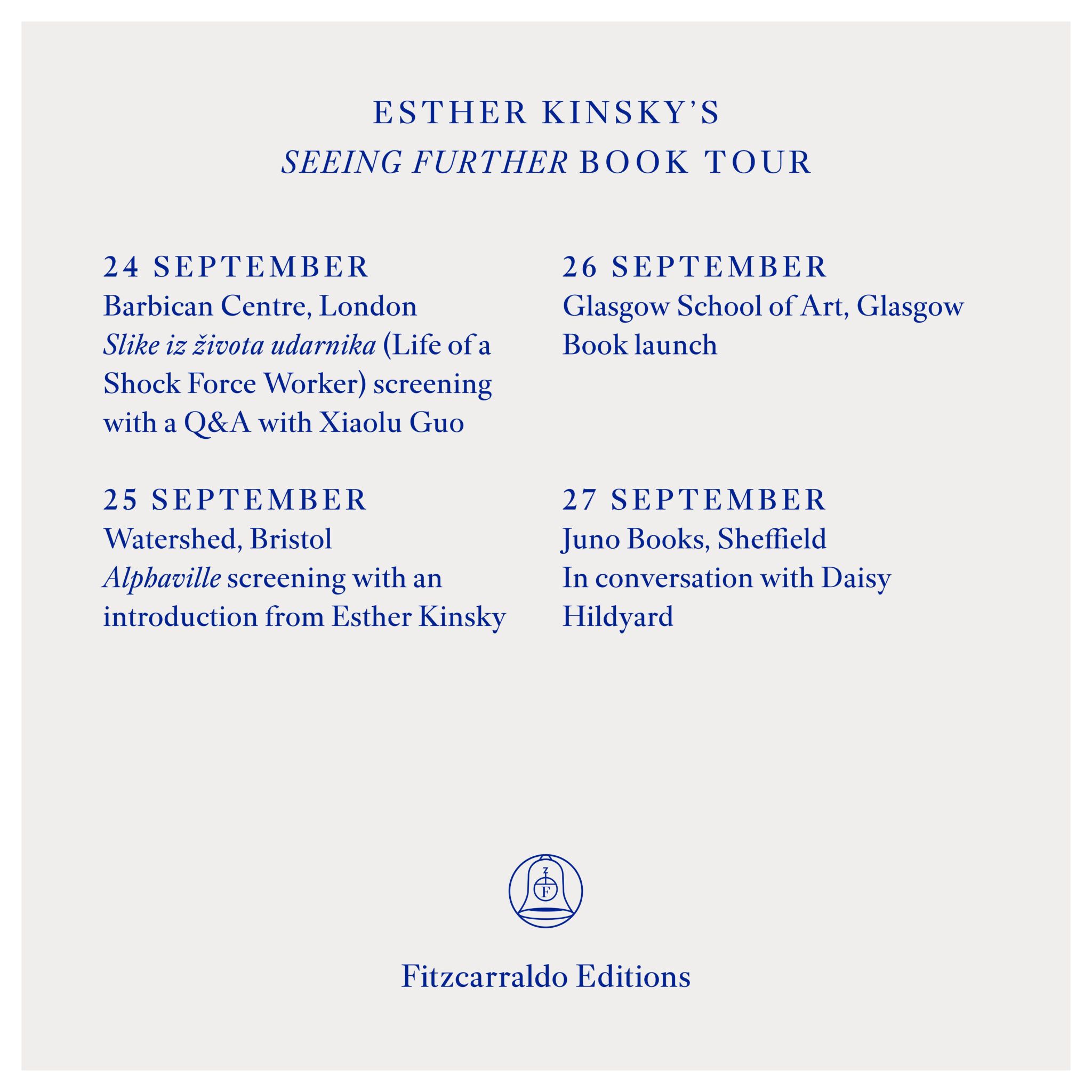 Esther Kinsky's Seeing Further Book Tour | Fitzcarraldo Editions